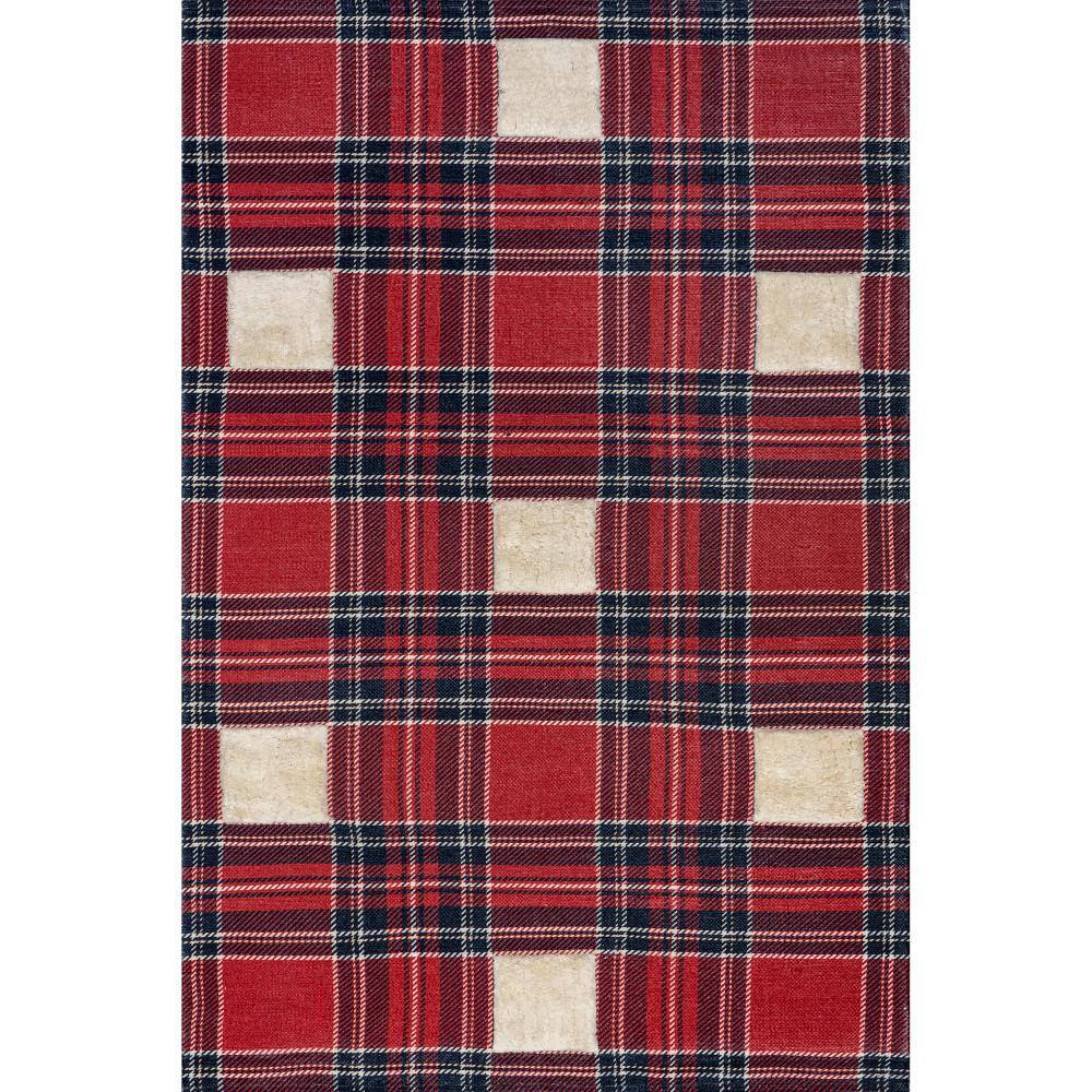 nuLOOM Leena High-Low Checkered Plaid Area Rug Red 8 ft. x 10 ft. Area ...