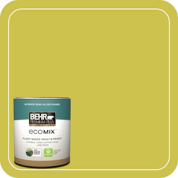 BEHR PREMIUM PLUS 1 qt. #P340-5A Cilantro Lime Semi-Gloss Enamel EcoMix ...