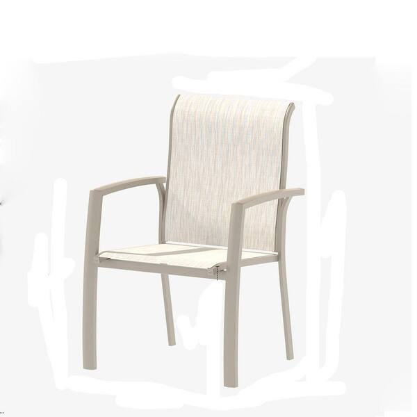 Cream White Metal All-Weather Outdoor Dining Chair (Set of 2) for ...