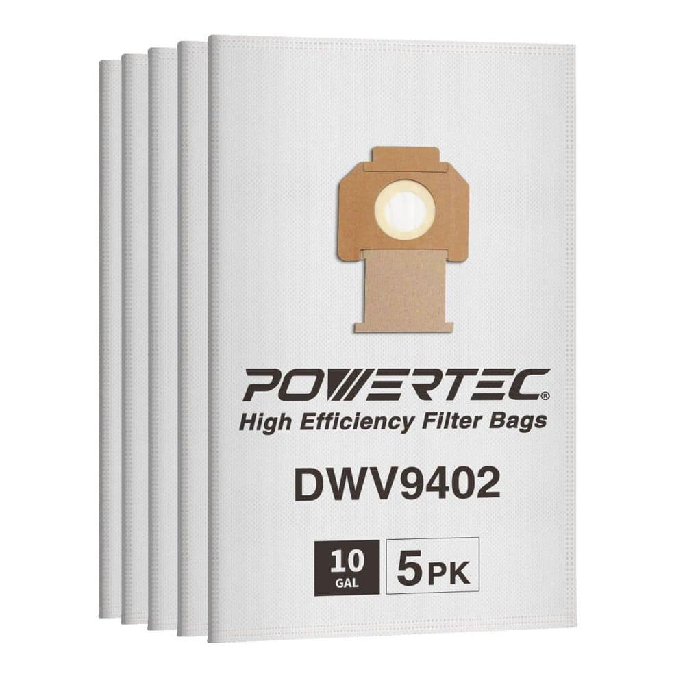 ‎POWERTEC 8-10 Gal. Shop Vacuum Bags for DeWalt DWV9402, Replacement ...