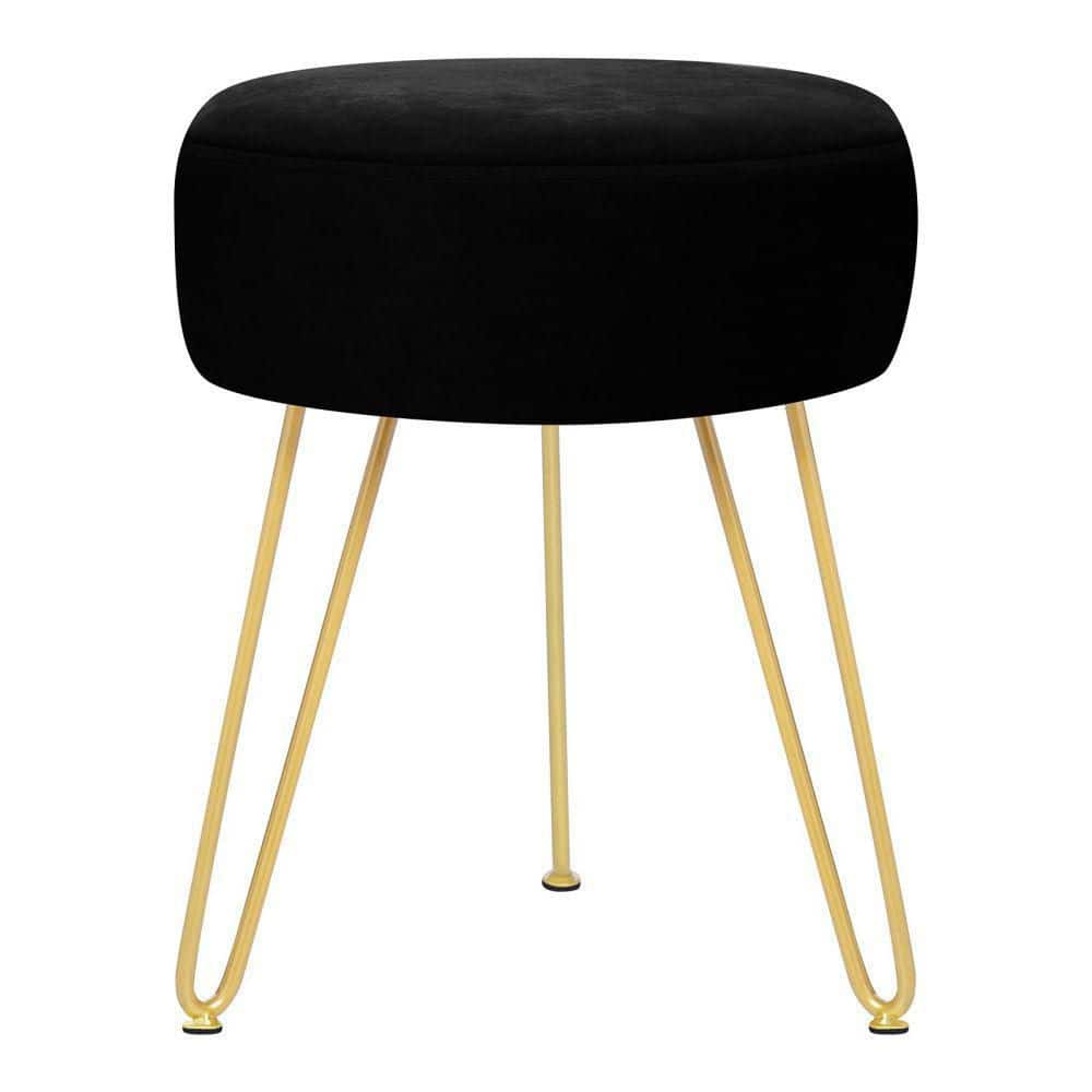 Dracelo 18-1/2 in. x 13-2/5 in. Vanity Stool in Black B08T8RV226 - The ...
