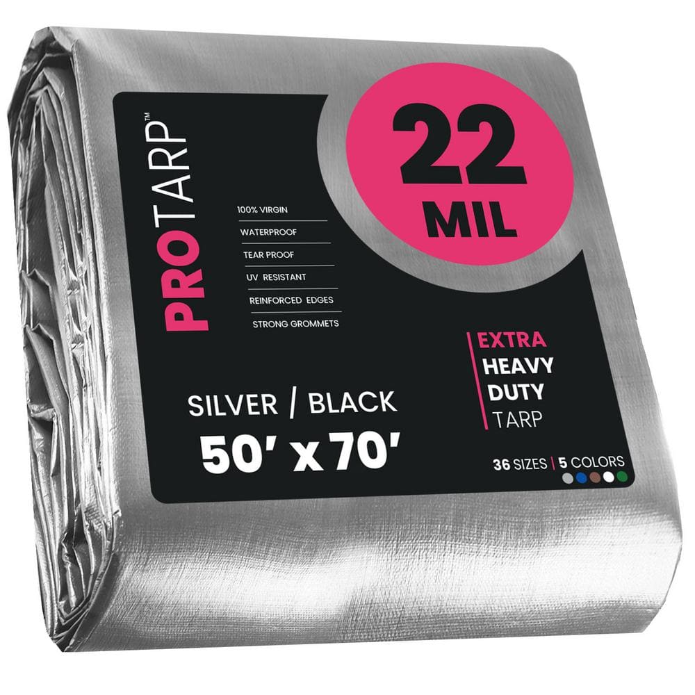 PROTARP 50 ft. x 70 ft. Silver/Black 22 Mil Heavy Duty Polyethylene ...
