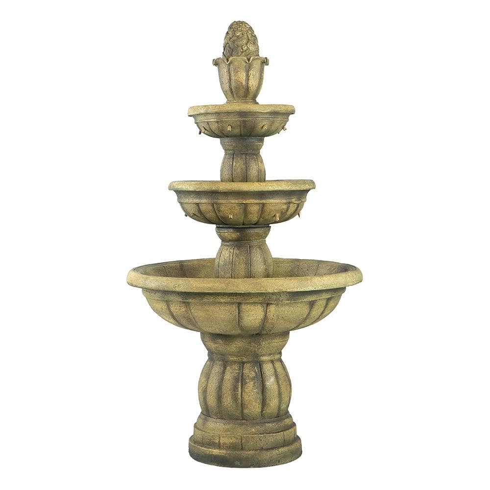 AUTMOON 3-Tiered Polyresin Fountain with Light Gorgeous Traditional ...