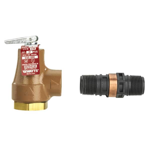 Watts 374A 3/4 in. Forged Brass Iron Boiler Pressure Relief Valve, 30 ...