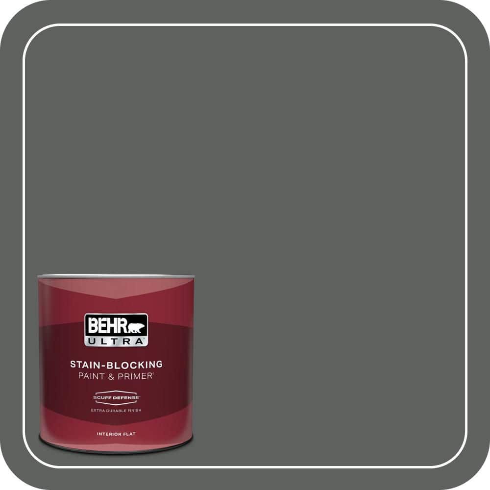 BEHR ULTRA 1 qt. #N460-6 Hematite Extra Durable Flat Interior Paint ...