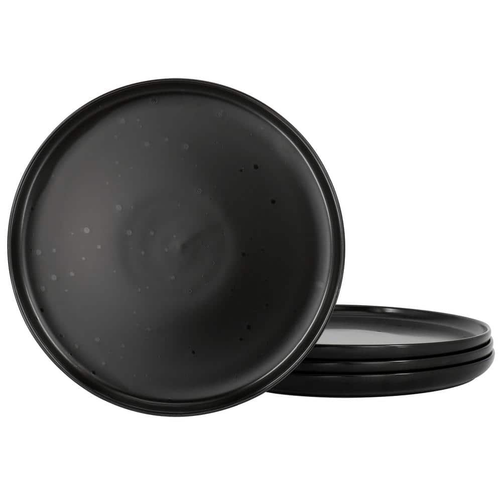 OUR TABLE Landon 4-Piece 8.4 in. Stoneware Salad Plate Set in Pepper ...