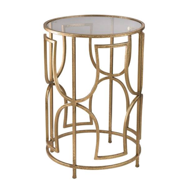 Melody 14 in. Antique Gold Round Metal Accent Table HD-231025078 - The ...