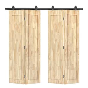 CALHOME 48 in. x 80 in. 2-Panel Shaker Hollow Core Weather Gray Pine ...