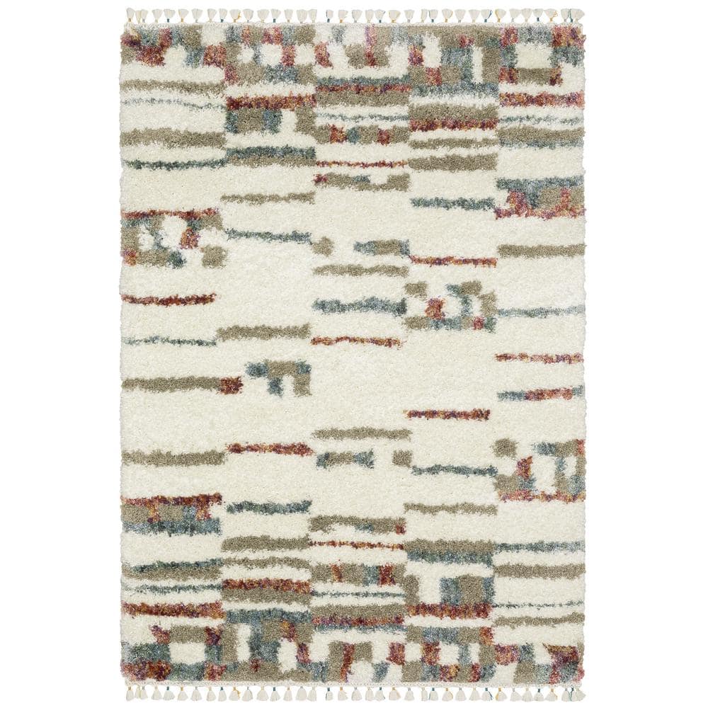 AVERLEY HOME Avalon Ivory/Multi-Colored 4 ft. x 6 ft. Abstract Stripe ...