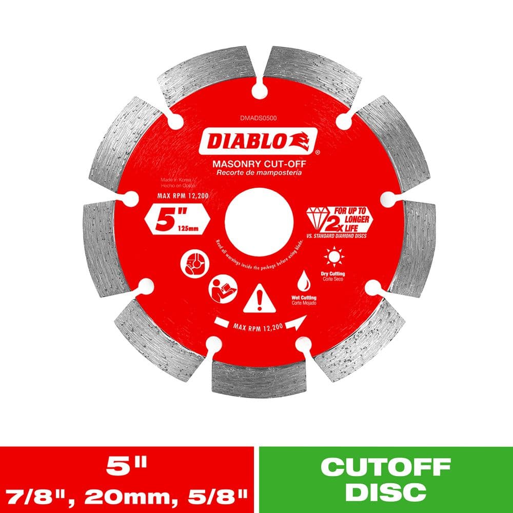 DIABLO 5 in. Diamond Segmented Cut-Off Discs for Masonry DMADS0500 ...