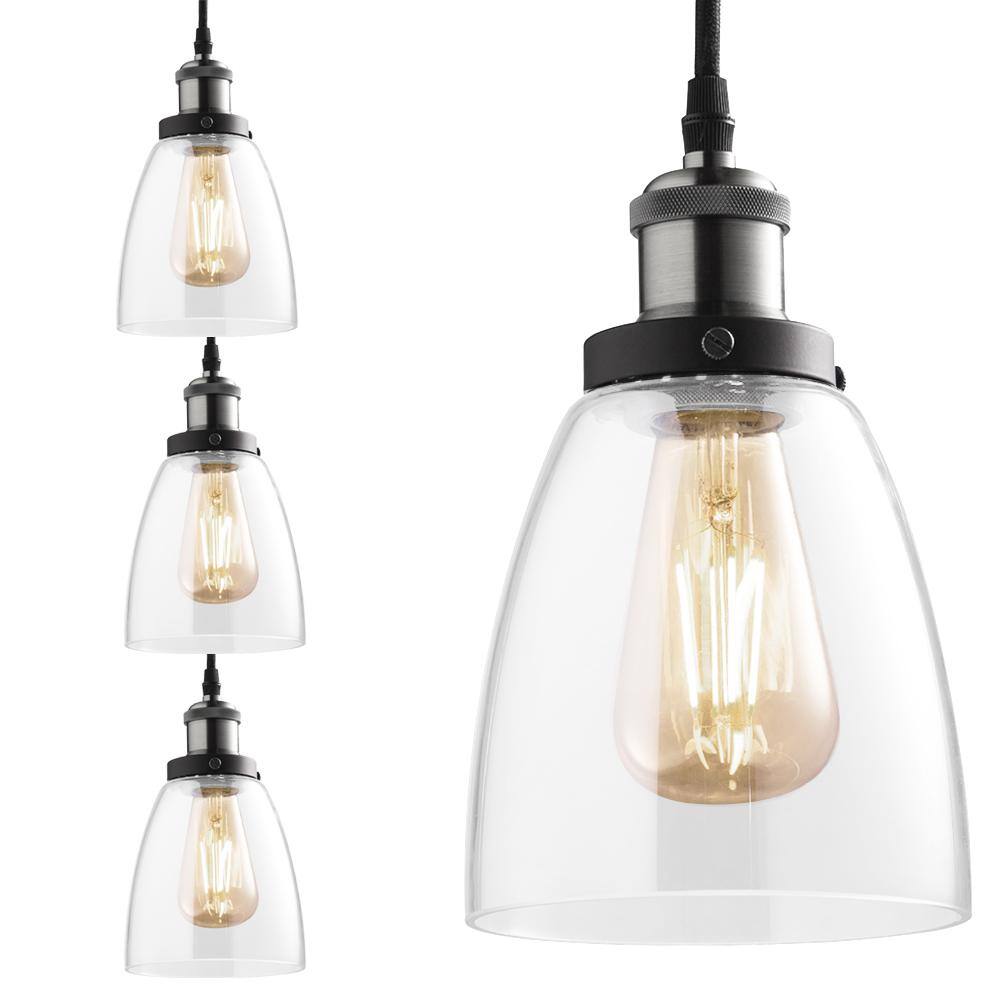 Feit Electric 40-Watt 1-Light Brushed Nickel Pendant Light with Clear ...