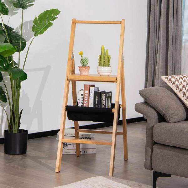 3 Step 9.5 ft. Reach Bamboo Step Stool 330 lbs. Load Capacity