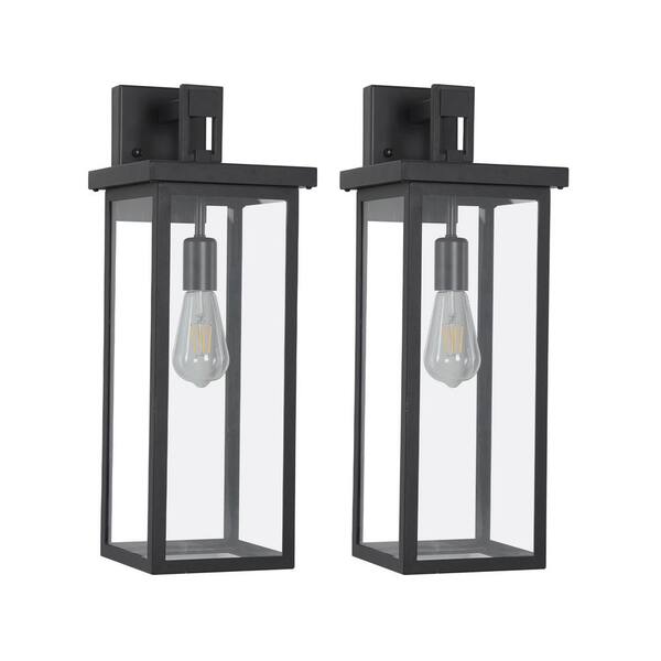 Keazile 9 in. Black Outdoor Hardwired Wall Lantern scone with No Bulbs ...