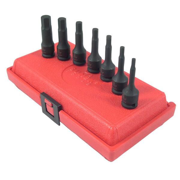 SUNEX TOOLS 3/8 in. Drive Metric Impact Hex Driver Set (7-Pcs) 3648 ...