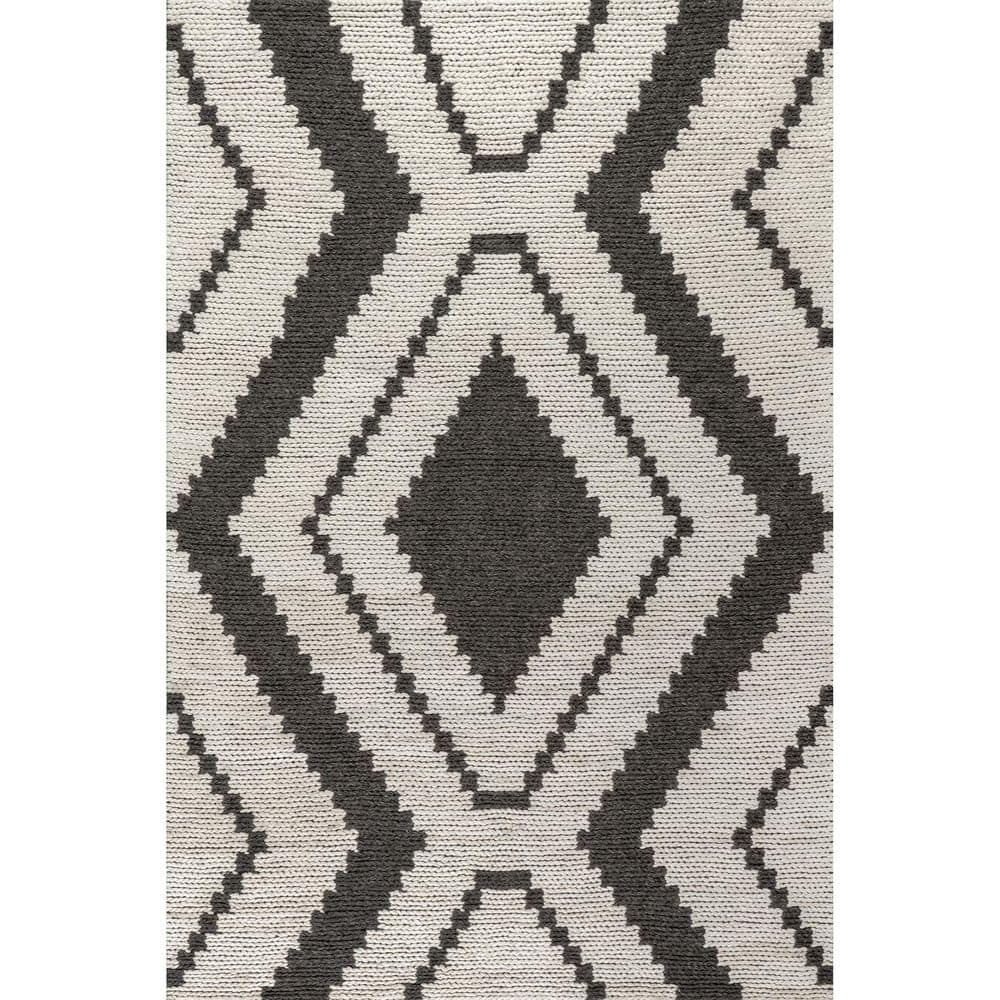 RUGS USA Eighty-Eight Wool Dark Grey 8 ft. x 10 ft. Indoor/Outdoor ...