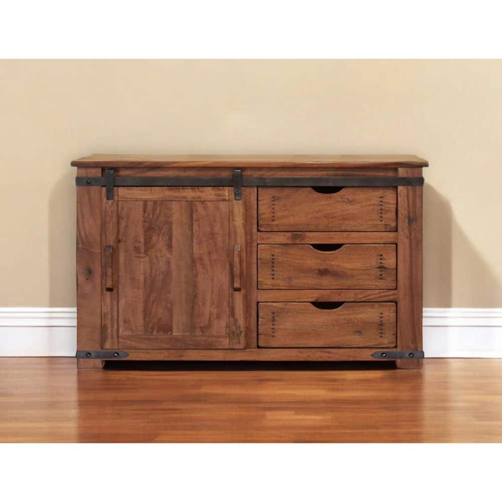 HomeRoots Brown TV Stand Fits TV's up to 50 in. with Cabinet 2000528726 ...