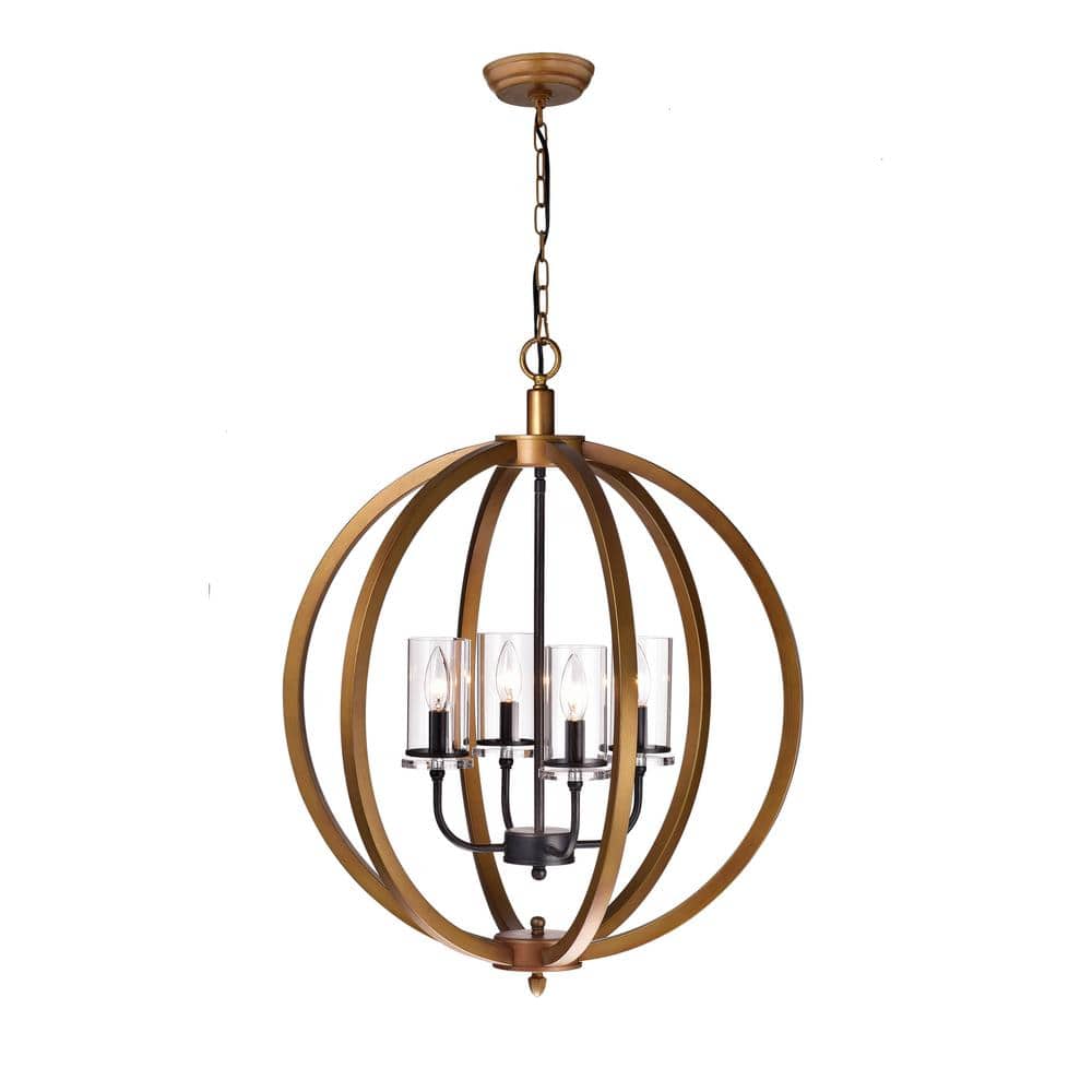 GREENVILLE SIGNATURE Seiuro 4-Light Gold Globe Chandelier for Kitchen ...