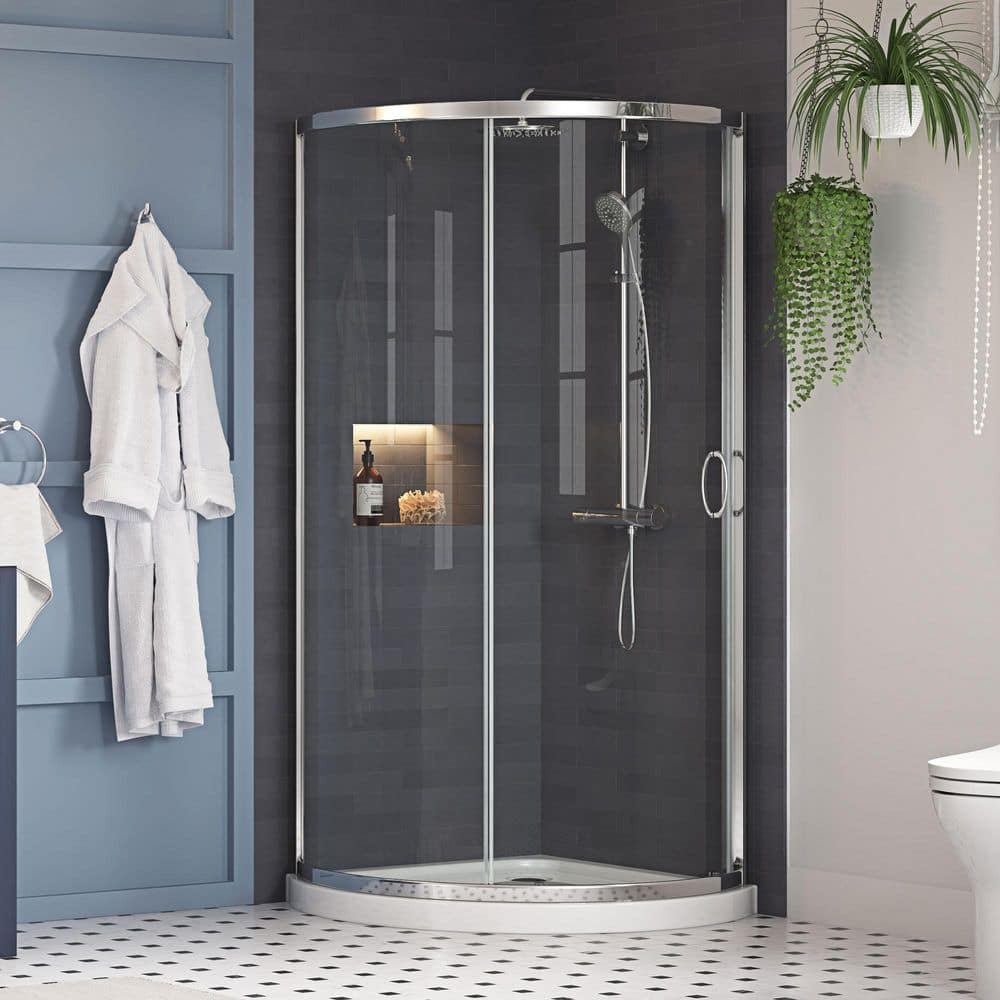OVE Decors Breeze 44 in. L x 44 in. W x 77 in. H Corner Shower Kit with ...