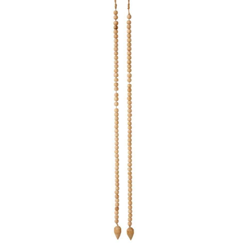 Storied Home Wood Bead Strand with Round Bead and Drop in Beige DA7130 ...