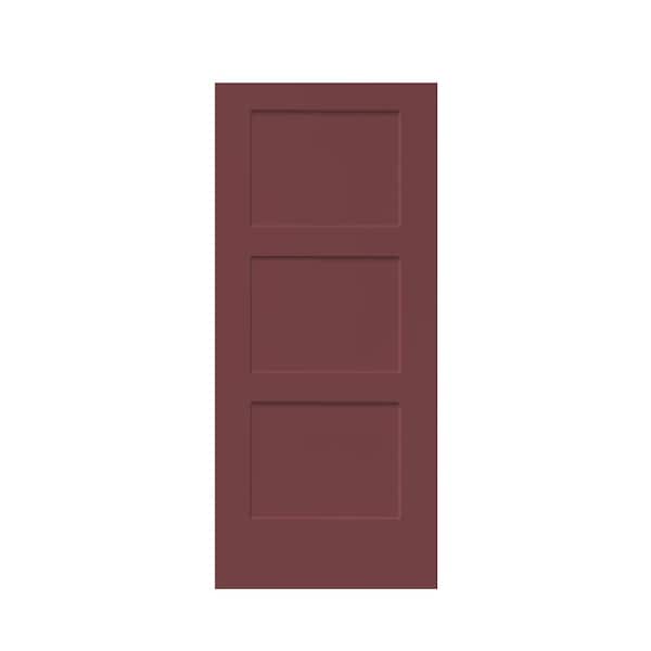 CALHOME 36 in. x 80 in. 3-Panel Maroon Stained Composite MDF Equal ...