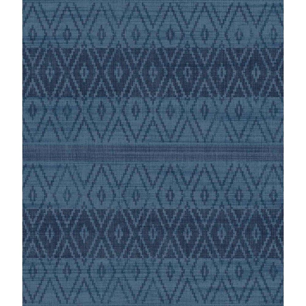 Seabrook Designs 56 sq. ft. Naval Blue Tribal Stripe Unpasted Paper ...