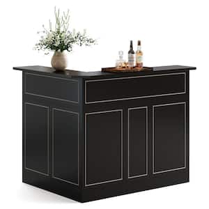 BYBLIGHT Kearsten Black 44.09 in. Corner Bar L-Shaped Home Bar Table ...