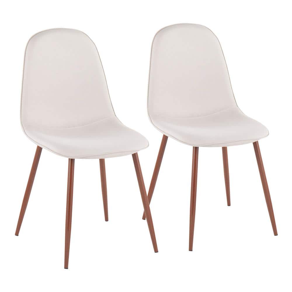 Lumisource Pebble Beige Fabric and Walnut Metal Dining Chair (Set of 2 ...