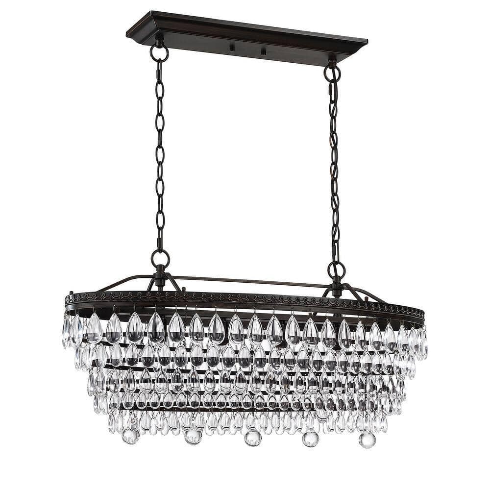 INNOBULE 4-Light Bronze Crystal Dimmable Tiered Chandelier QJ-ETL938 ...