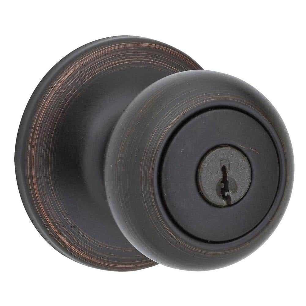 Kwikset Cove Venetian Bronze Keyed Entry Door Knob with Pin & Tumbler ...