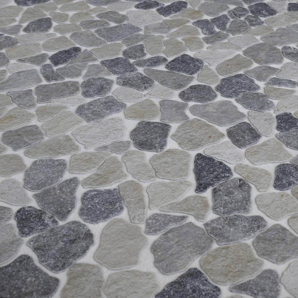 TILE CONNECTION Full Eclectic 18 in. x 18 in. Dove Grey Tumbled Wall ...