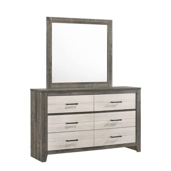 Benjara White and Gray 6-Drawer 58.25 in. W Dresser Without Mirror ...