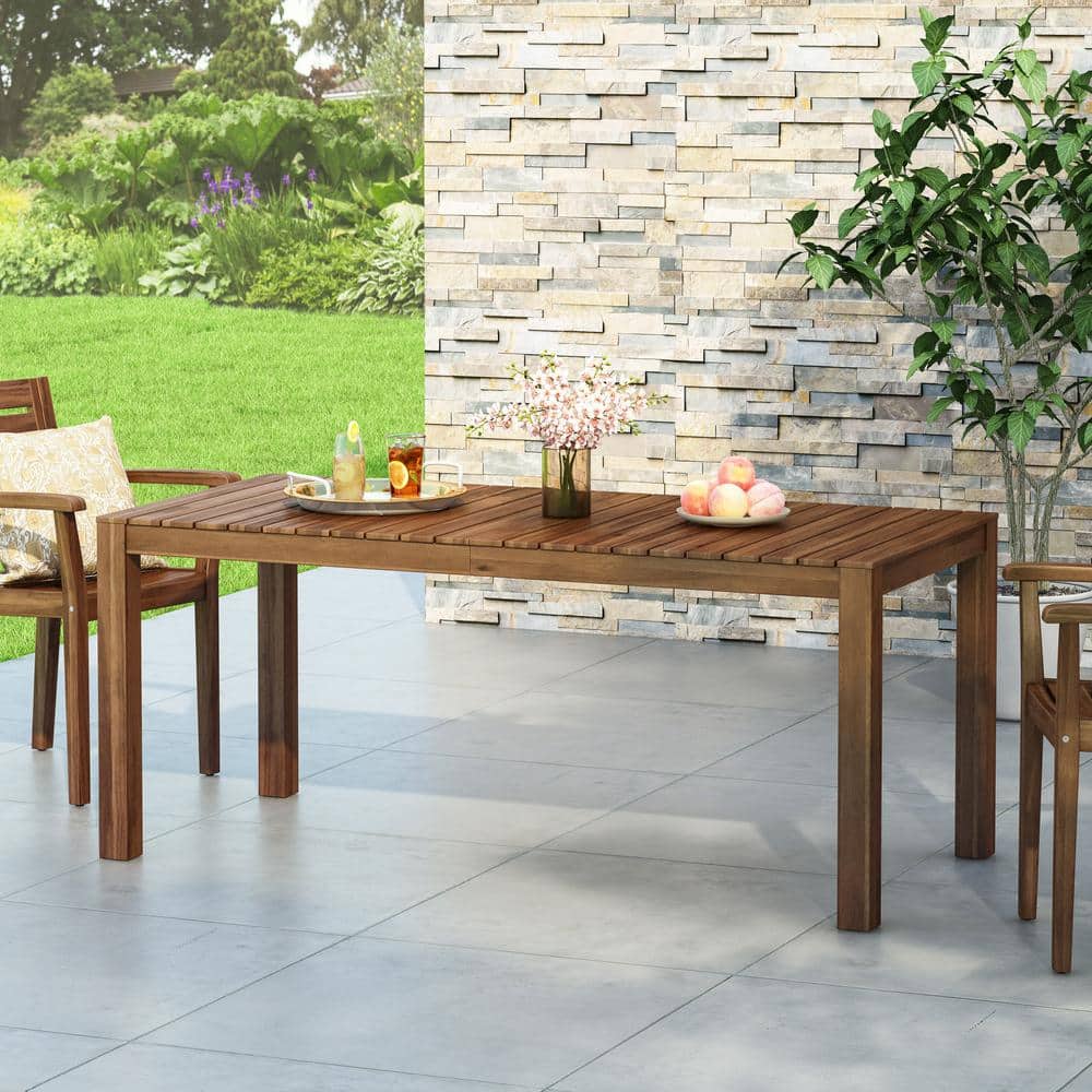 Noble House Nola Dark Brown Rectangle Wood Outdoor Patio Dining Table ...