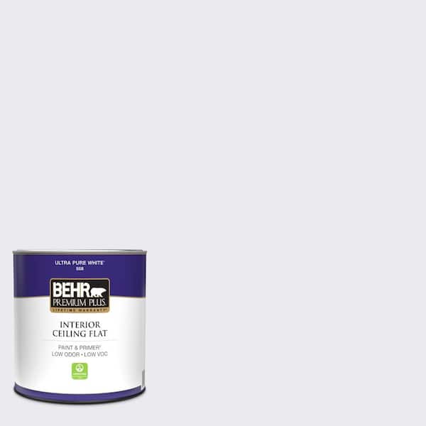 BEHR PREMIUM PLUS 1 qt. #650E-1 Lace Cap Ceiling Flat Interior Paint ...