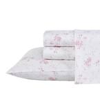 Laura Ashley Garden Muse 4-Piece Pink Floral T300 Cotton King Sheet Set ...