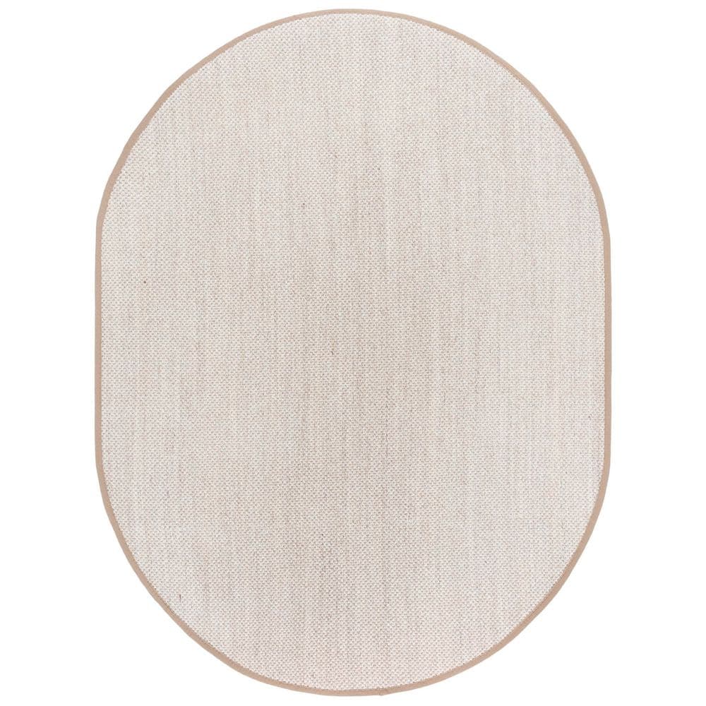 SAFAVIEH Natural Fiber Marble/Linen 6 ft. x 8 ft. Woven Border Oval ...
