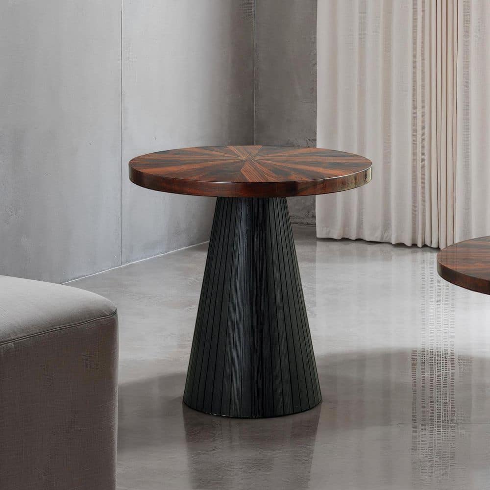 Furniture of America Fazzy 22 in. Black Round High-gloss Wood Top End ...