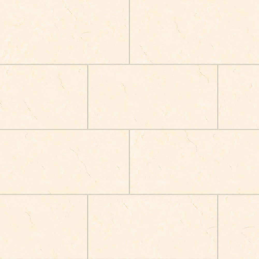 Bedrosians Shandar Rectangular 12 in. x 24 in. Polished Crema Marfil ...