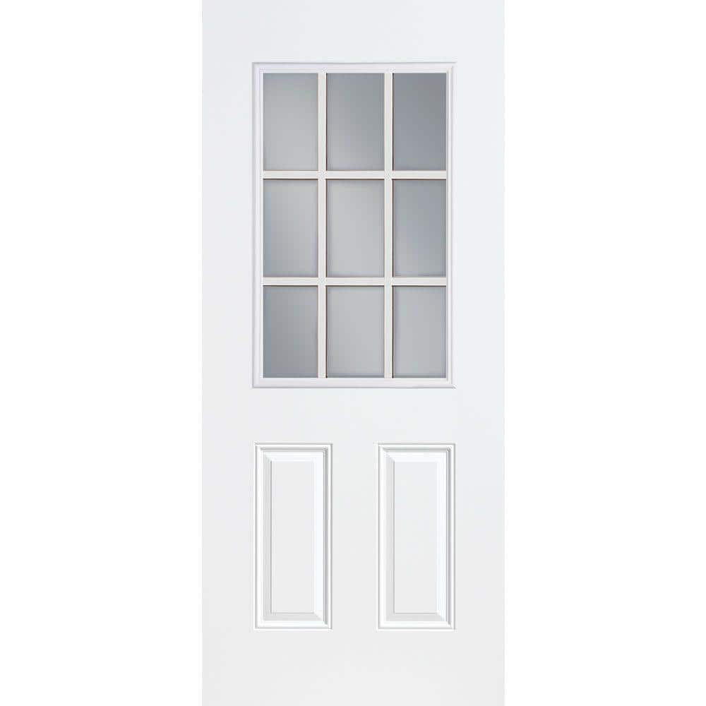 Masonite 36 in. x 80 in. 9 Lite Internal Grille Primed Smooth ...