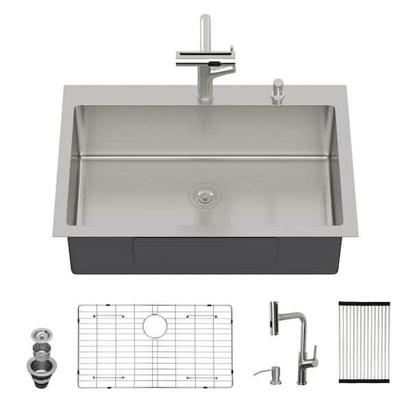 S STRICTLY KITCHEN + BATH All-In-One 33 in. Drop-In Single Bowl 16 ...