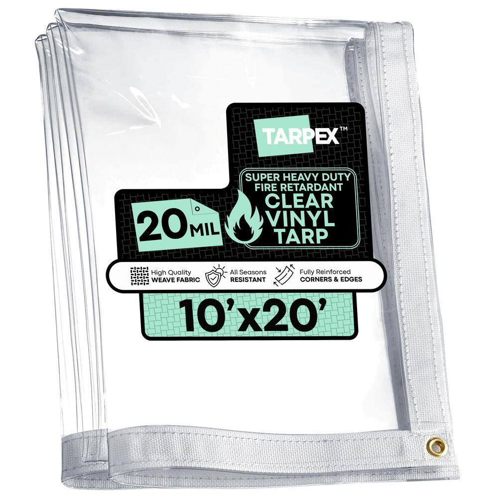Tarpex Super Heavy-Duty 20 Mil Fire Retardant Clear Plastic PVC Tarp 10 ...