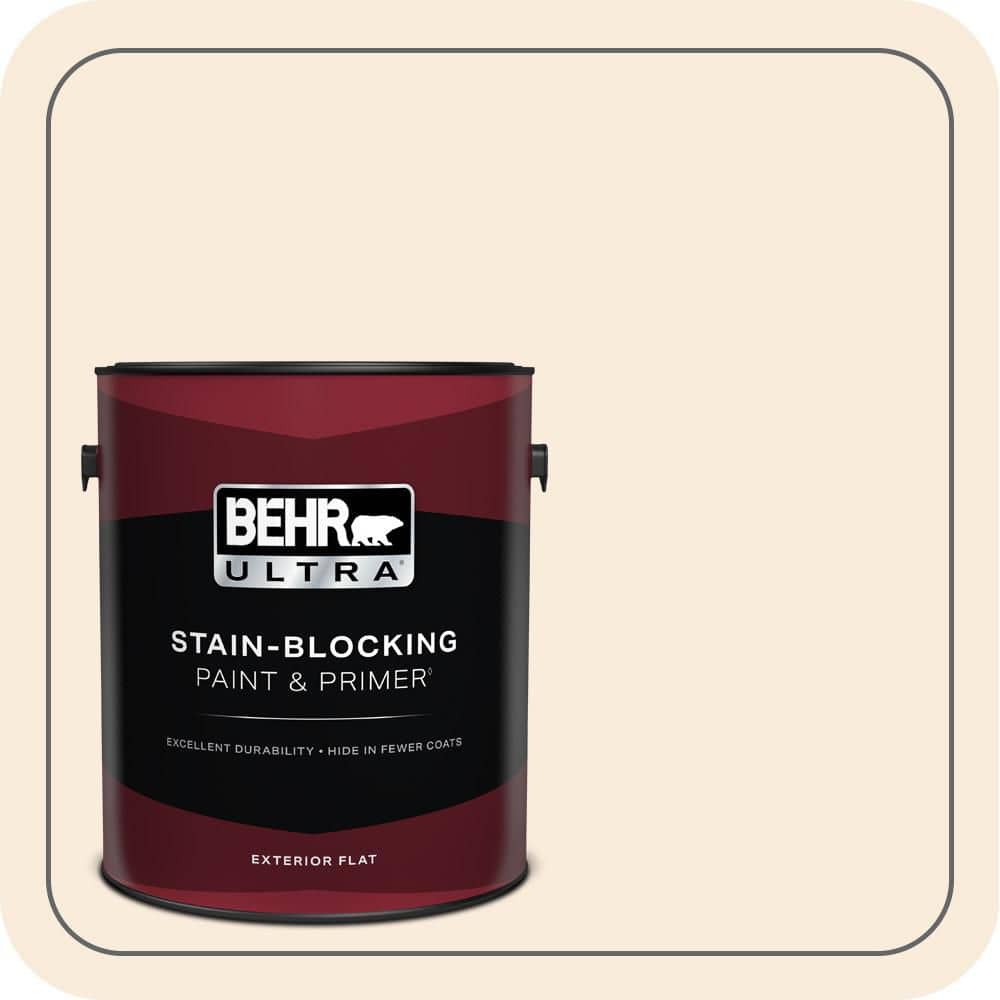 BEHR ULTRA 1 gal. #PPH-12 Ivory Flat Exterior Paint & Primer 485001 ...