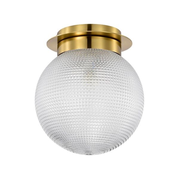 Warehouse of Tiffany Gruste 9.8 in. 1-Light Indoor Brass Finish Flush ...