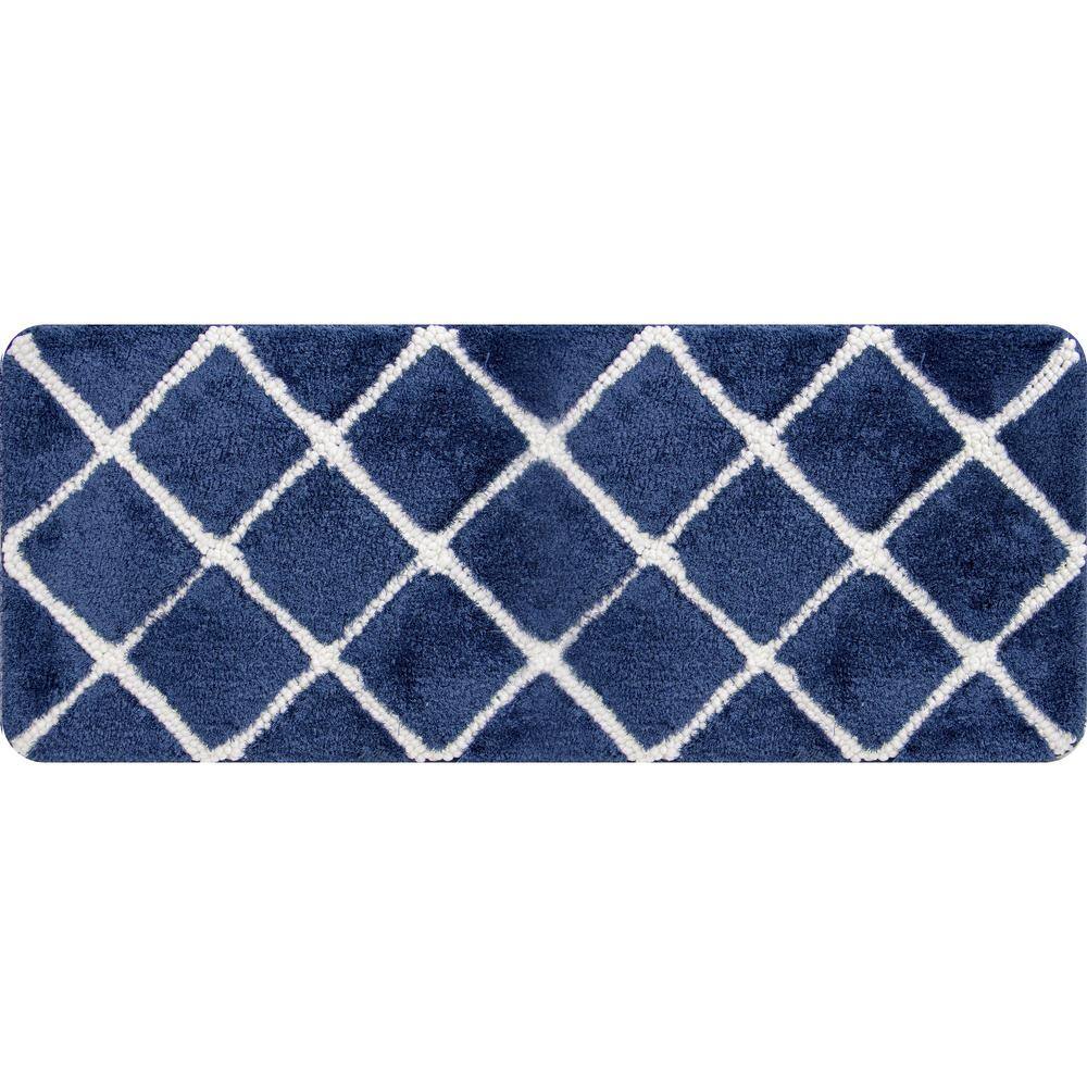 Trellis Foam Navy 60 in. x 24 in. Polyester Bath Mat 85TRL540624x60 ...