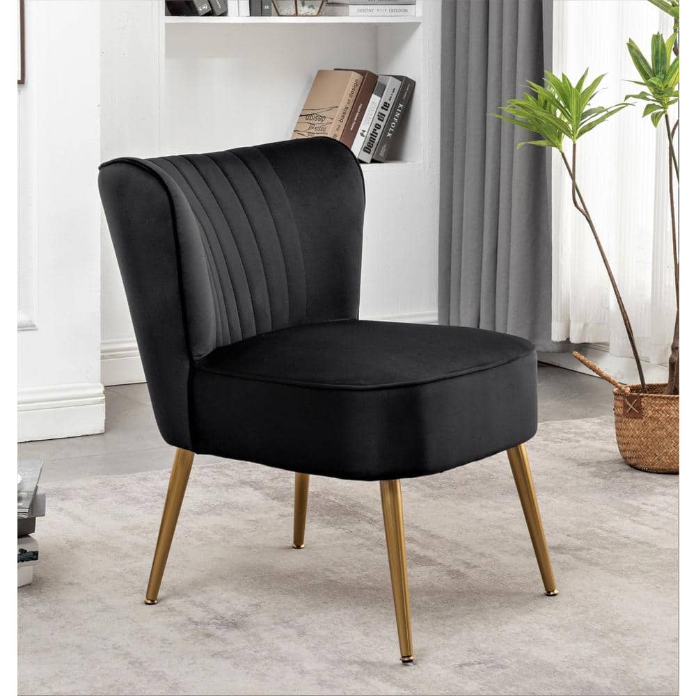 US Pride Furniture Sauter 23 in. Mid-Century Modern Black Microfiber ...