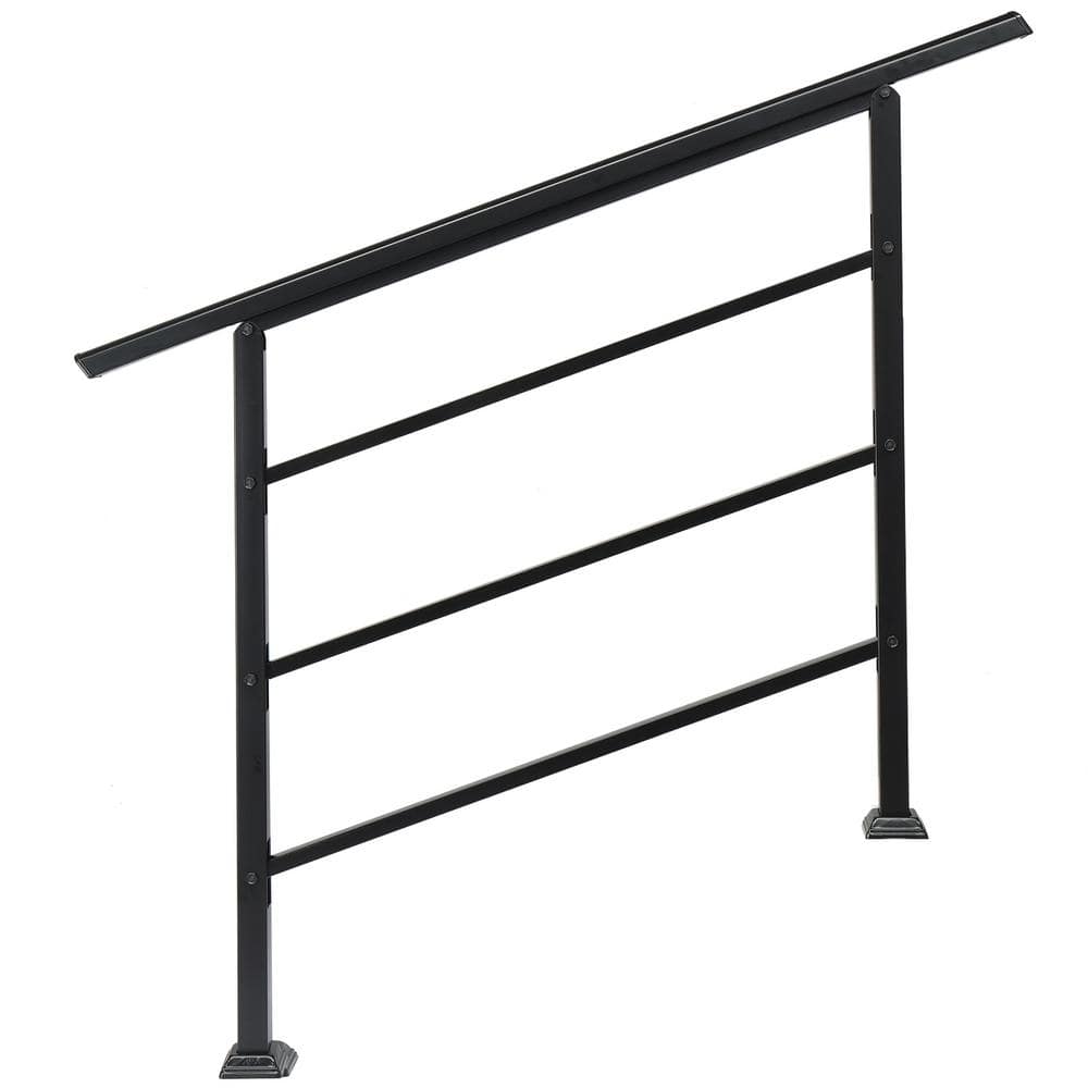 Karl home 38 in. H x 49 in. W Black Iron Stair Railing Kit K1G55000186 ...