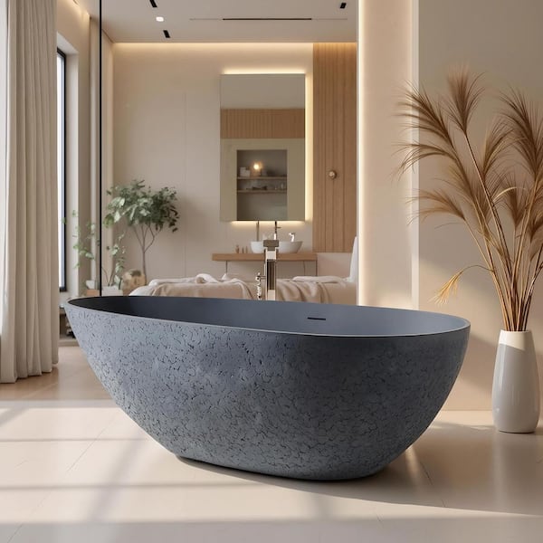 INSTER JUNO 67 in. x 33.46 in. Solid Surface Stone Resin Egg Shape ...