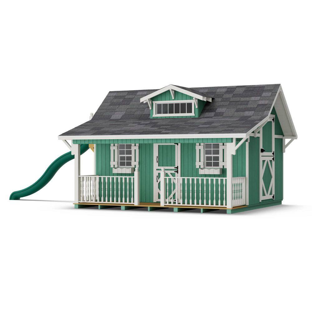 Little Cottage Co. 11 ft. x 12 ft. Craftsman Outdoor Wood Playhouse ...