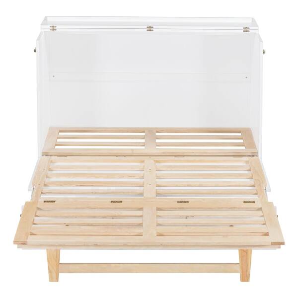 Harper And Bright Designs White Wood Frame Full Size Murphy Bed With