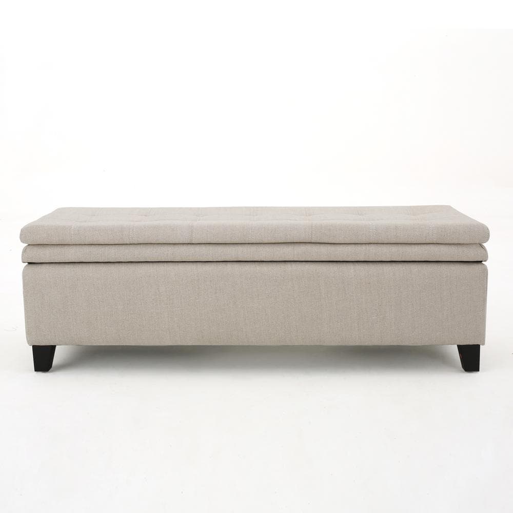 Noble House Brighton Ivory Linen Storage Bench 361 - The Home Depot