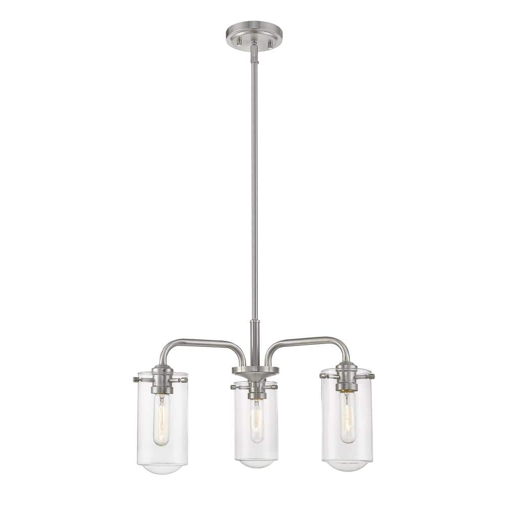 Delaney 3-Light Brushed Nickel Chandelier with Glass Shade 471-3BN ...